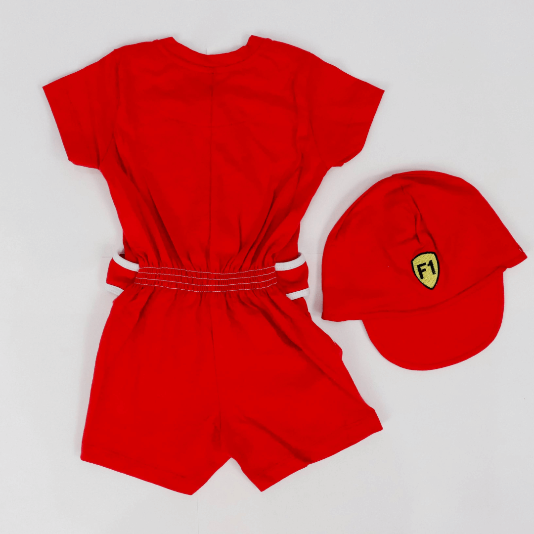 Fantasia Piloto Fórmula 1 F1 Bebê com Boné - SACOLA DO BEBÊ